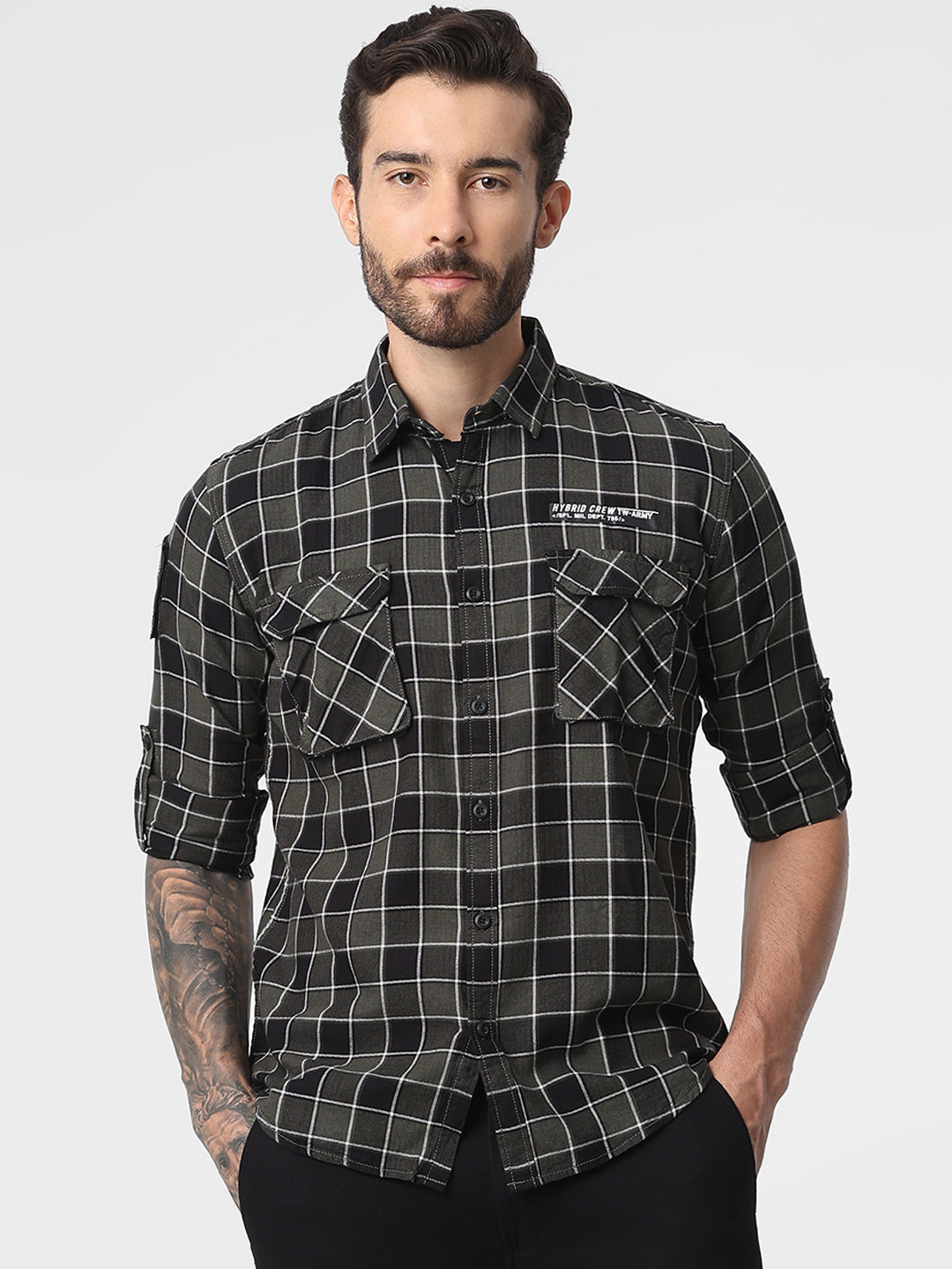 Buy Mens Army Green Checked Shirt from Twills – TwillsIndia